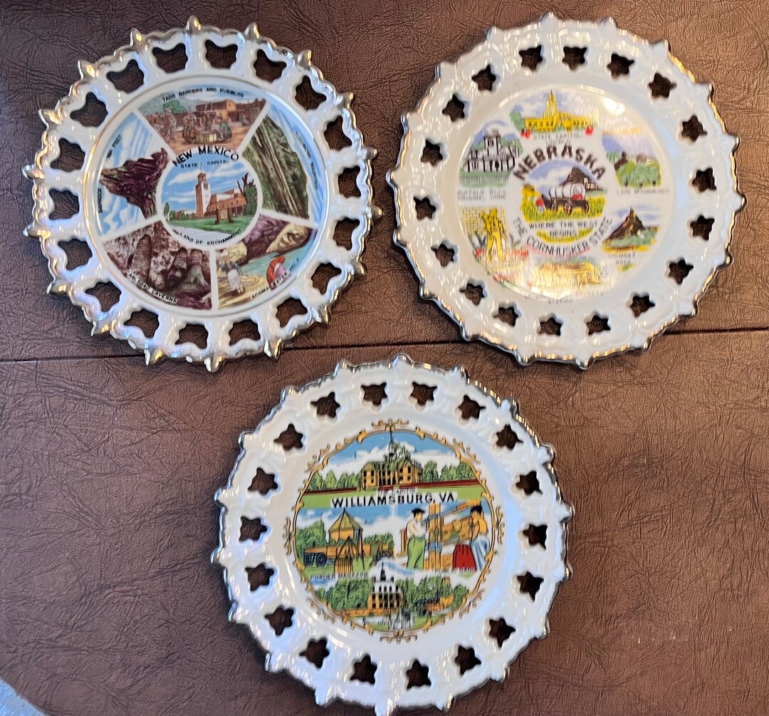 Vintage State and City Souvenir Plates, Nebraska, New Mexico ...