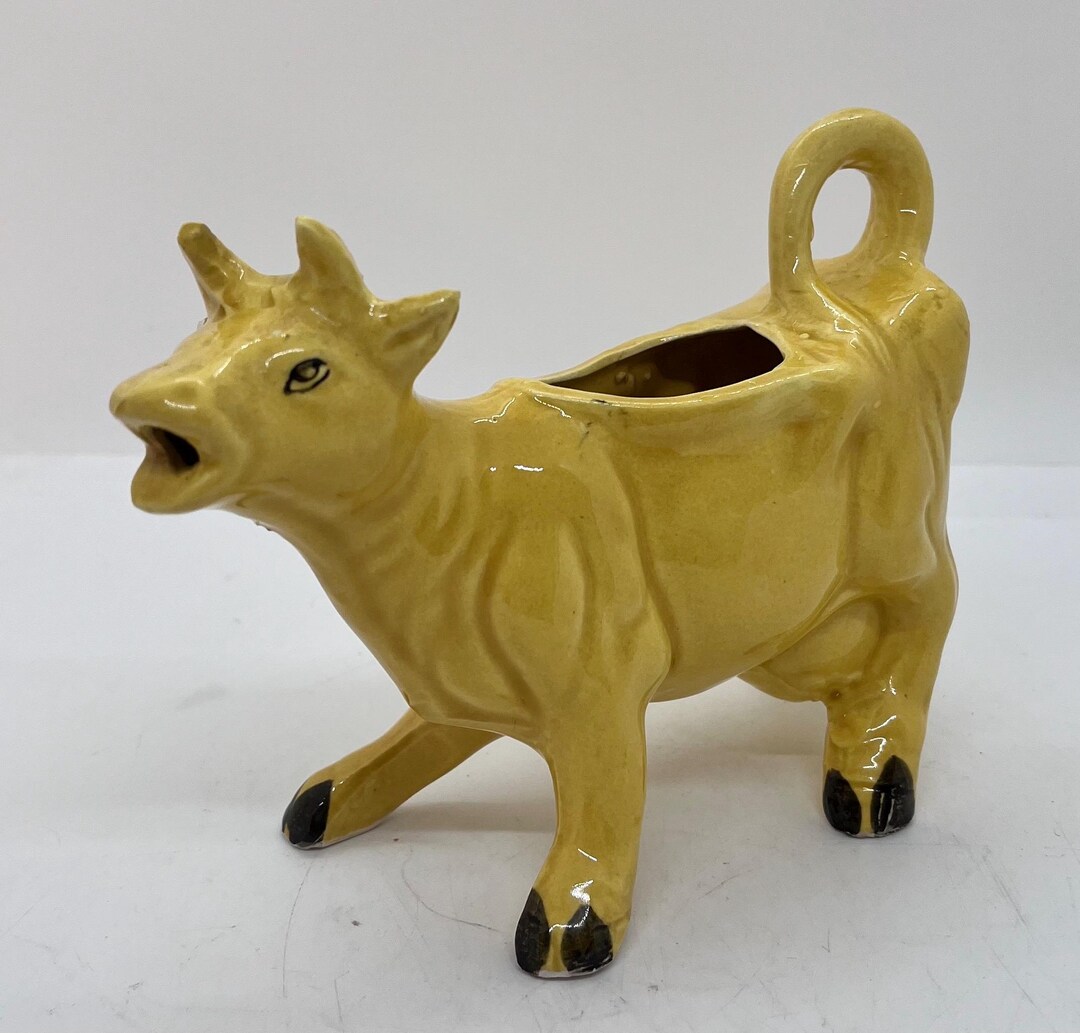 Vintage Cow Creamer, Yellow Cow Cream Pitcher, Retro Farmhouse Decor ...