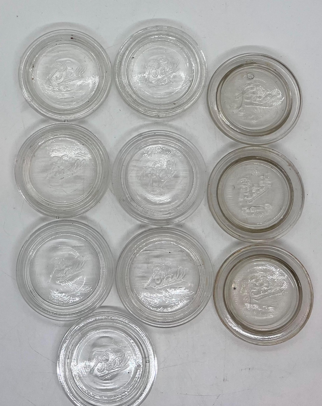 Vintage Ball Jar Glass Lids, Lot of 10, Farmhouse Kitchen, Glass Lids ...