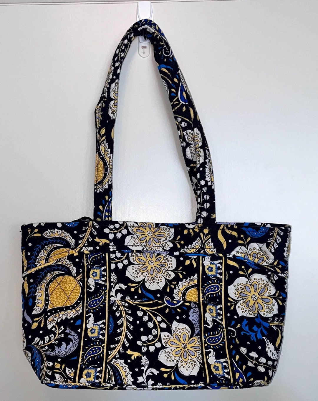 Vera Bradley Quilted Tote: Ellie Blue Elephant Pattern, Top Zipper - Etsy