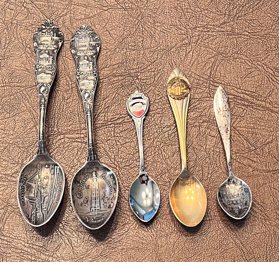 Vintage Set of 5 Virginia Souvenir Collectable Travel Spoons, Christ ...