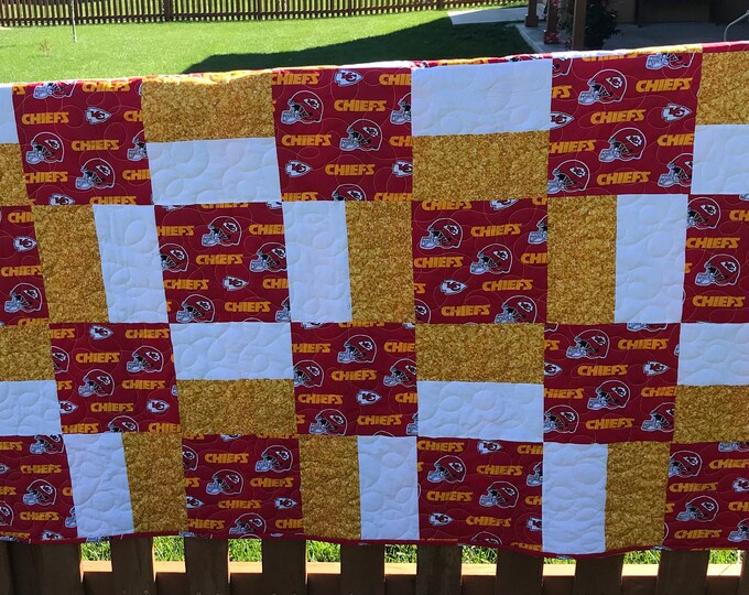 Kansas City Chiefs Handmade Quilt, KC Chiefs, Large Lap Quilt, Ready to ...