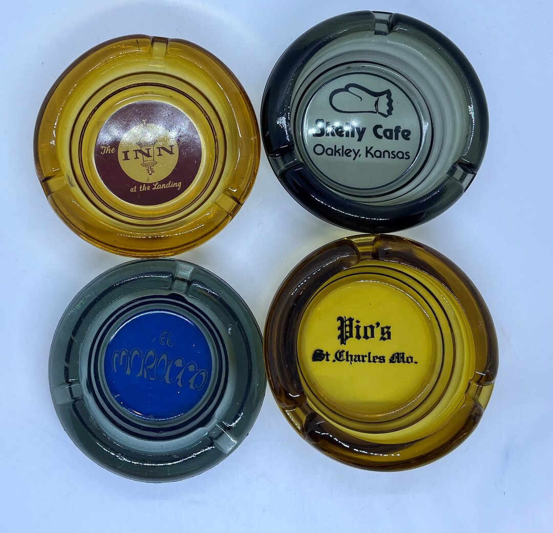 Vintage Advertising Ashtray Set: Mid-century Bar Decor - Etsy