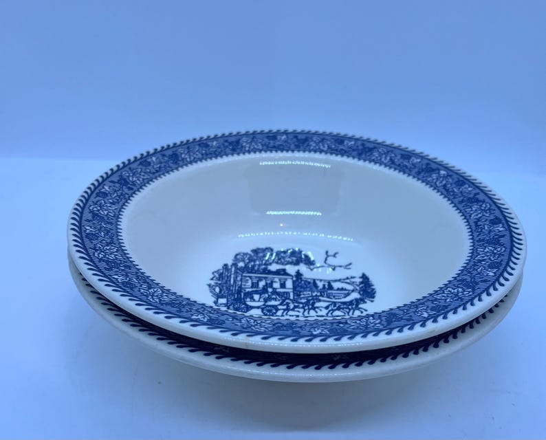 Vintage Homer Laughlin Cereal Bowls: Shakespeare Country Blue, Horse ...