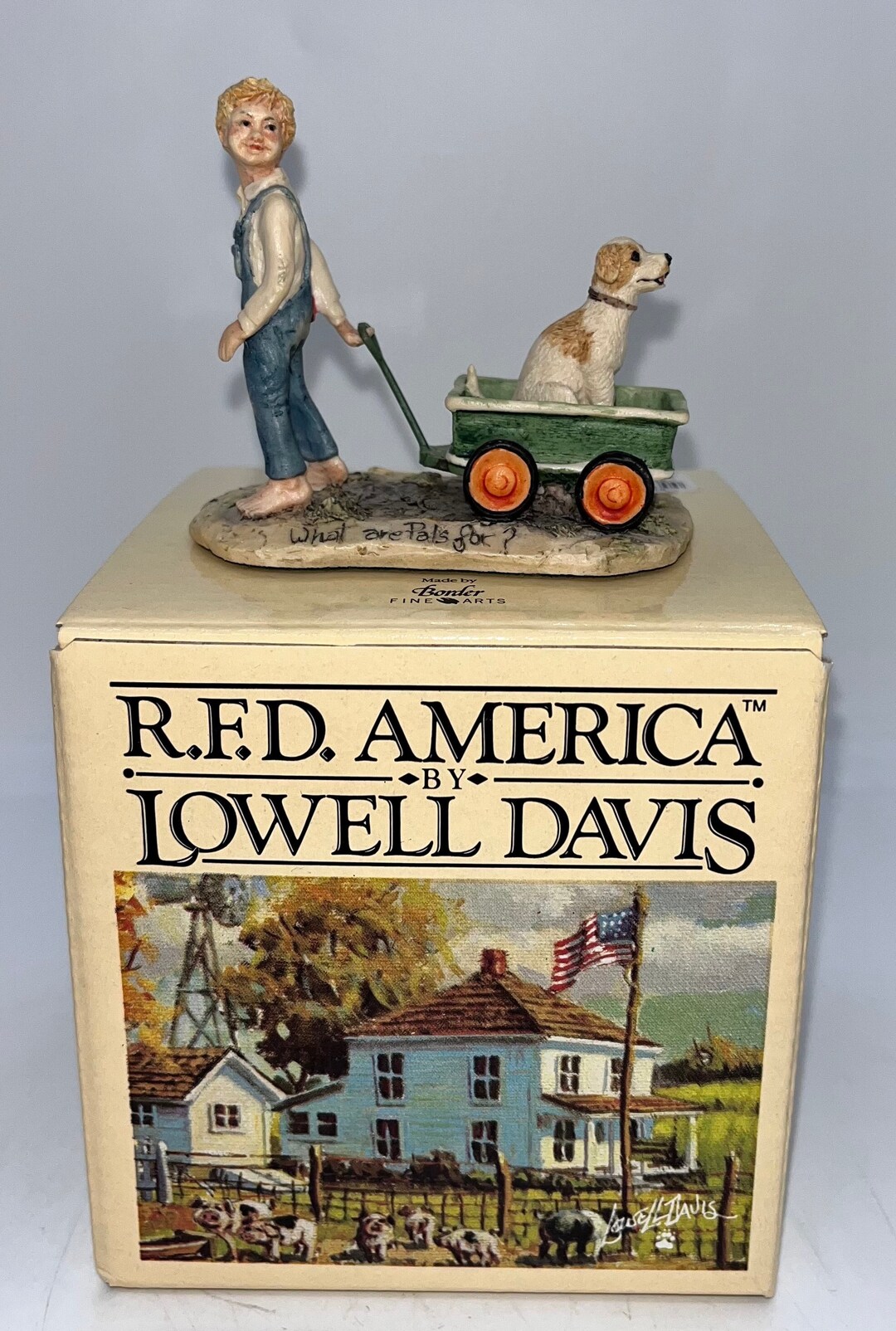 Vintage Lowell Davis Figurine: Boy and Dog, Border Fine Arts - Etsy
