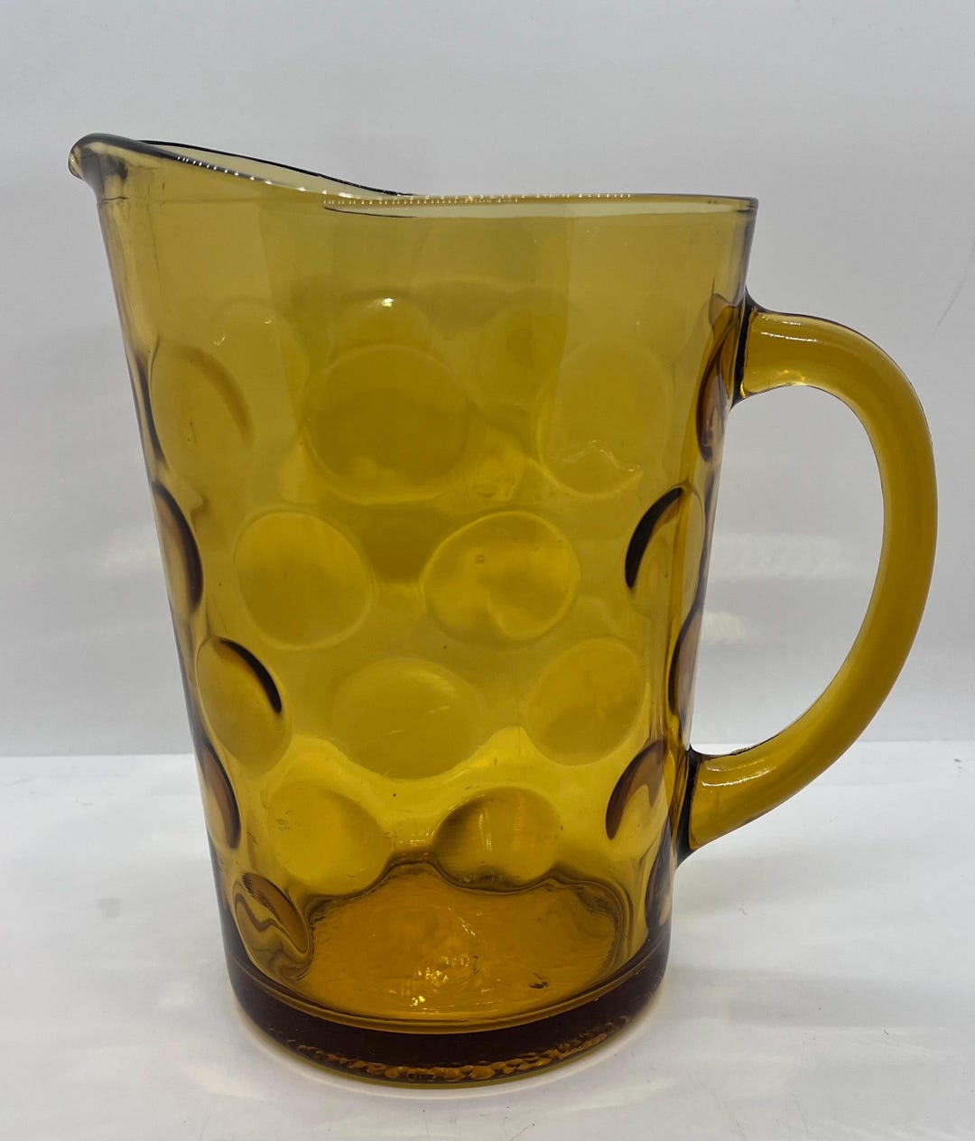 Vintage Hazel Atlas Amber El Dorado Glass Pitcher, Coin Dot, Thumbprint ...
