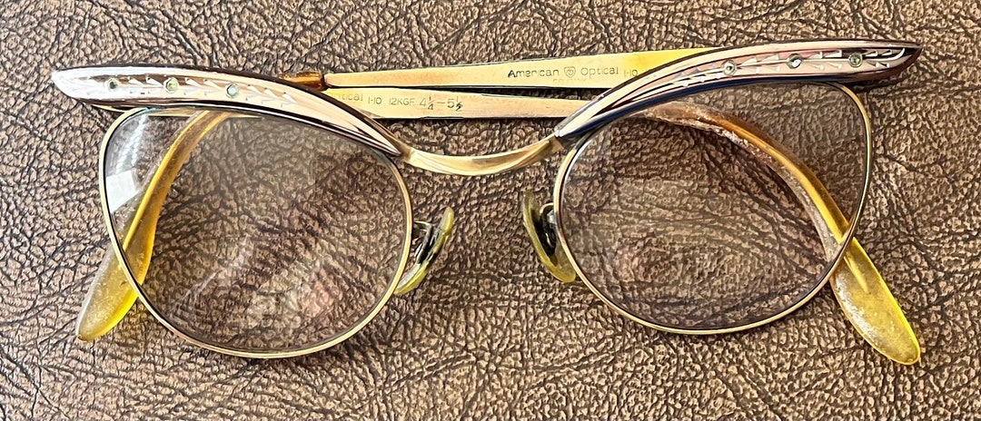 Vintage Cat Eyeglasses, Gold Frames, Retro Glass Frames, American ...