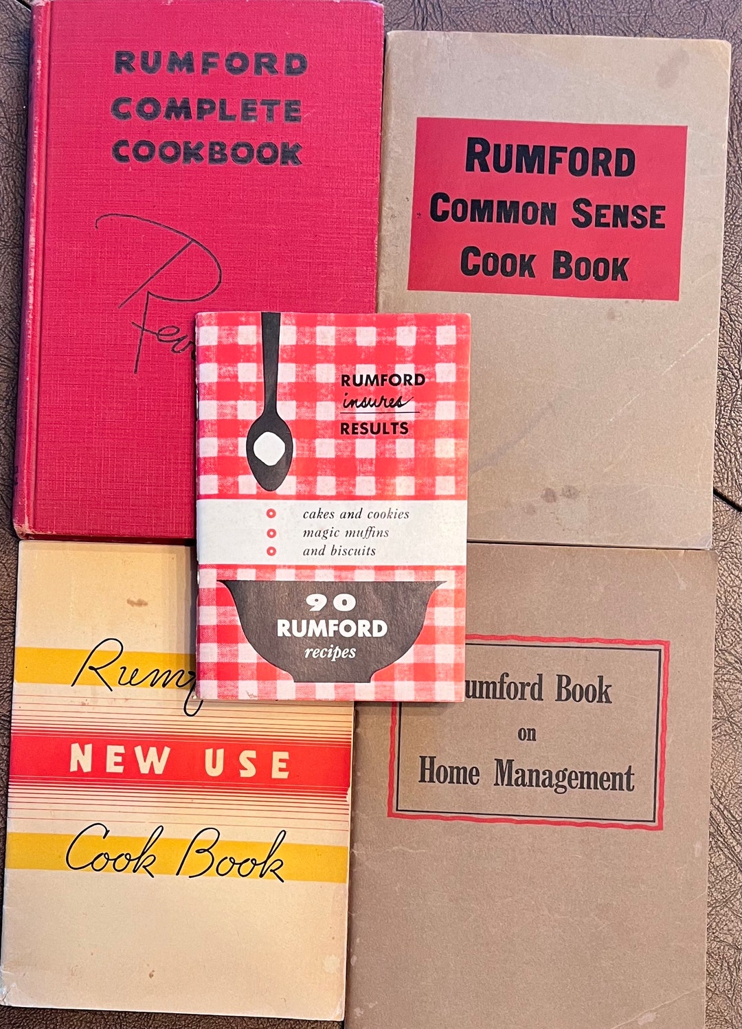 Five Antique Rumford Baking Powder Cookbooks, Advertising Books, Red ...