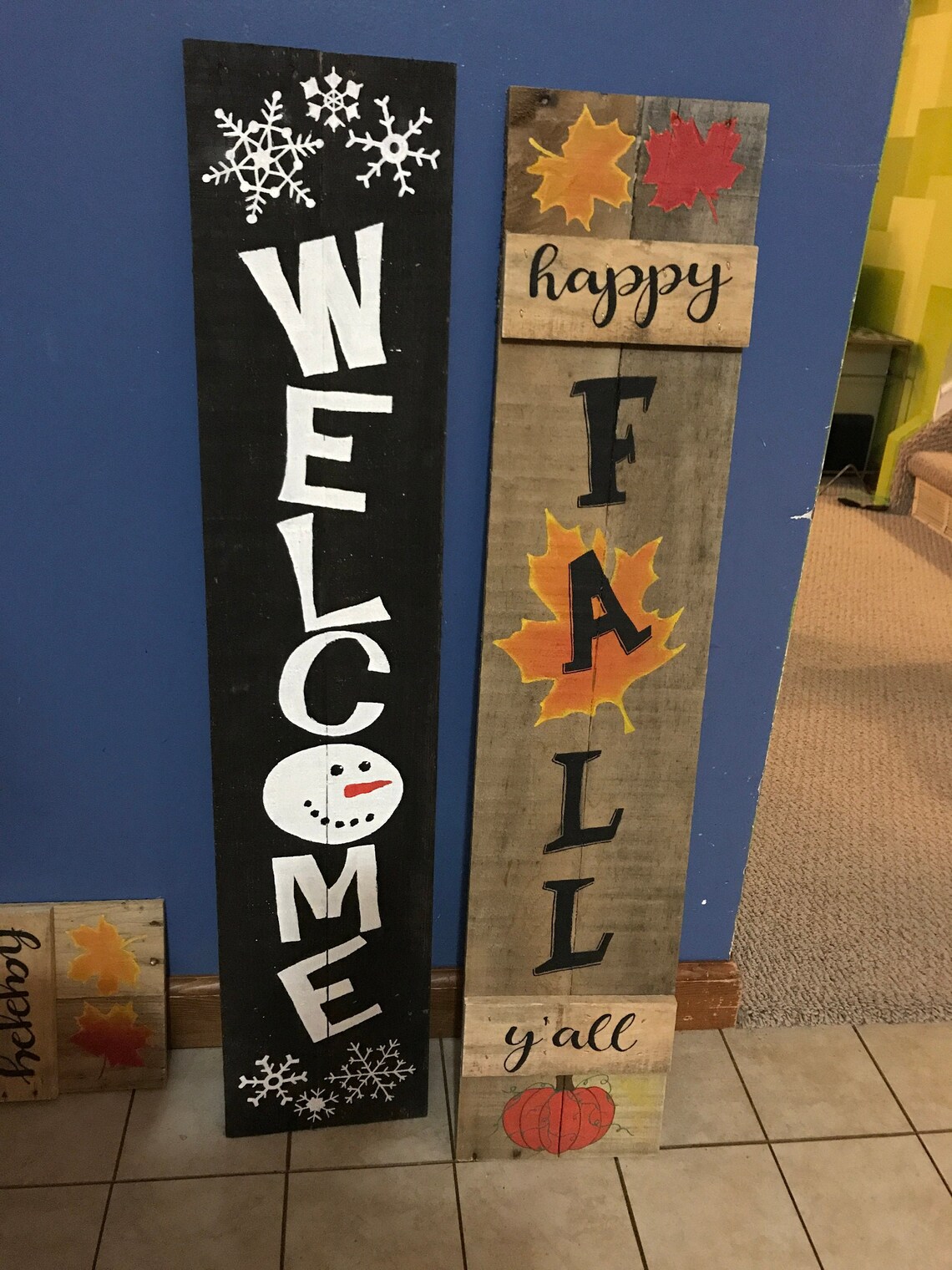 Happy Fall Y'all Porch Sign Welcome Winter Porch Sign | Etsy