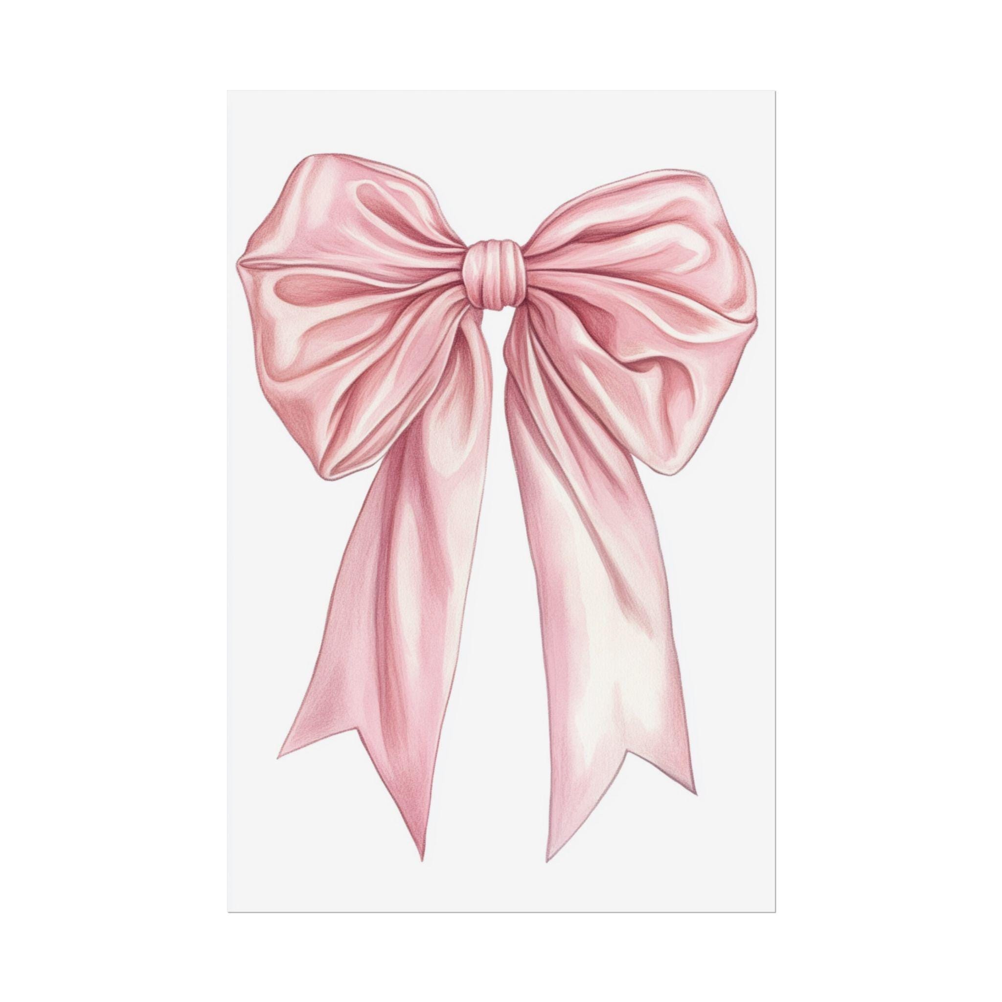 Poster Print, Light Pink Bow Drawn Digital Painting, Wall Art ...