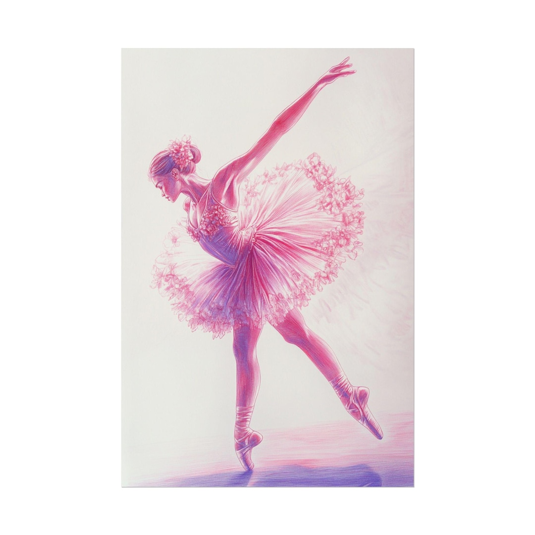 Elegant Pink Ballerina Drawing Poster, Wall Art, Ballet Decor, Dance ...