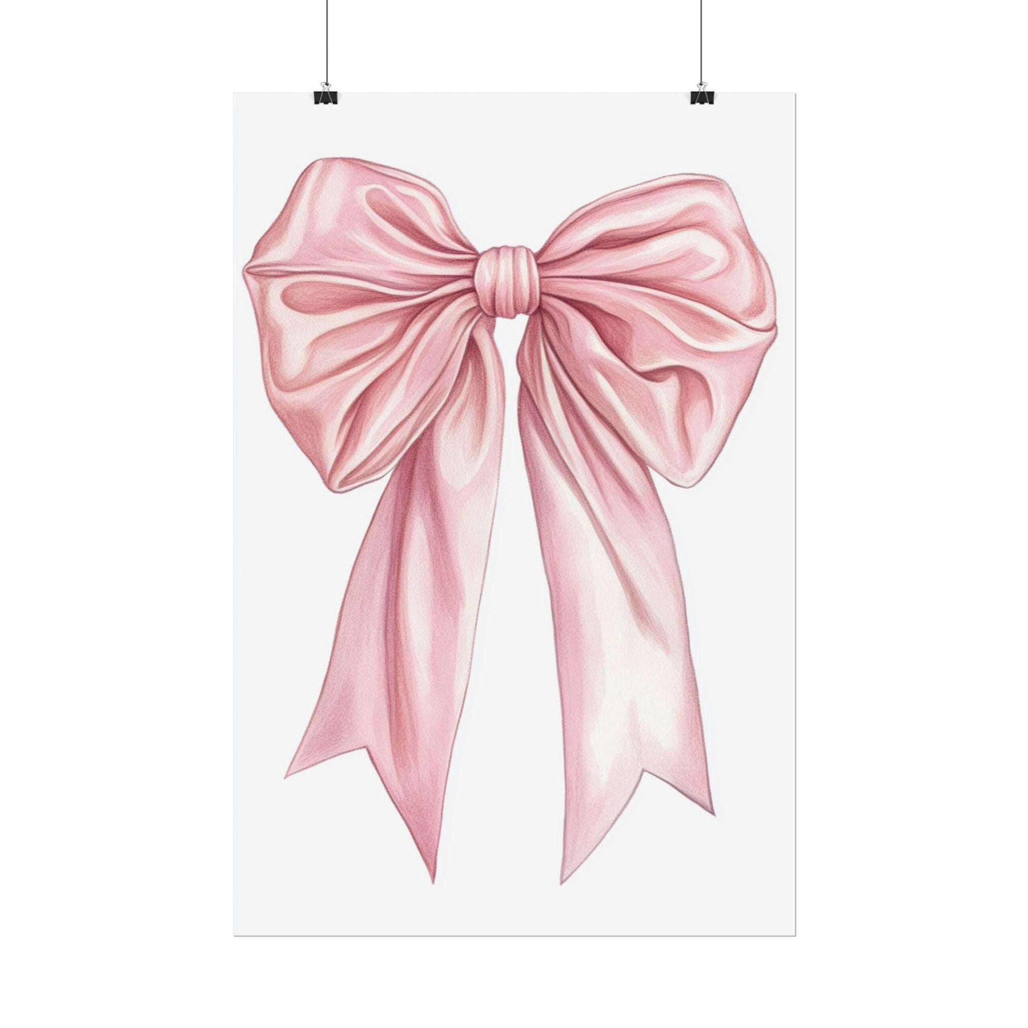 Poster Print, Light Pink Bow Drawn Digital Painting, Wall Art ...