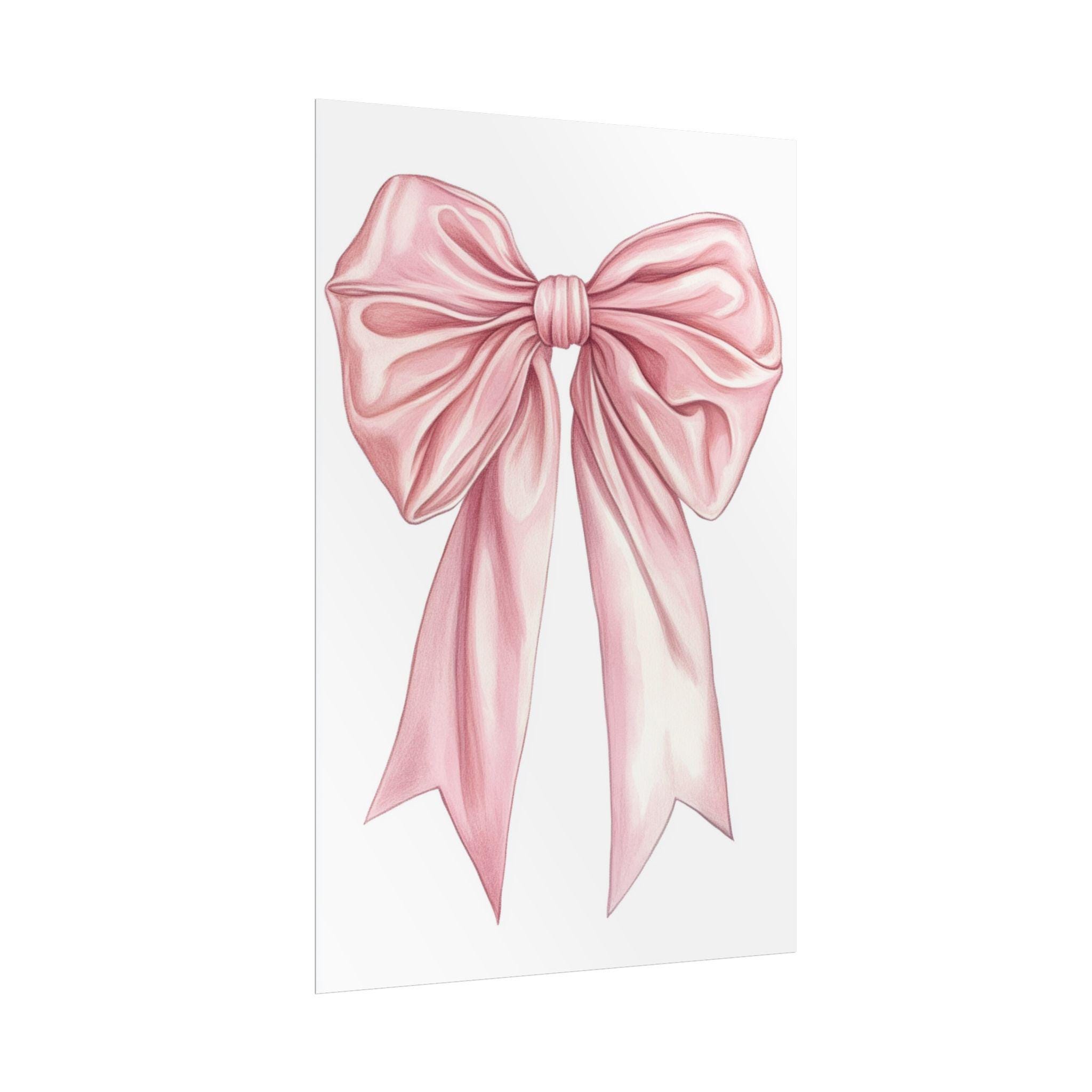 Poster Print, Light Pink Bow Drawn Digital Painting, Wall Art ...