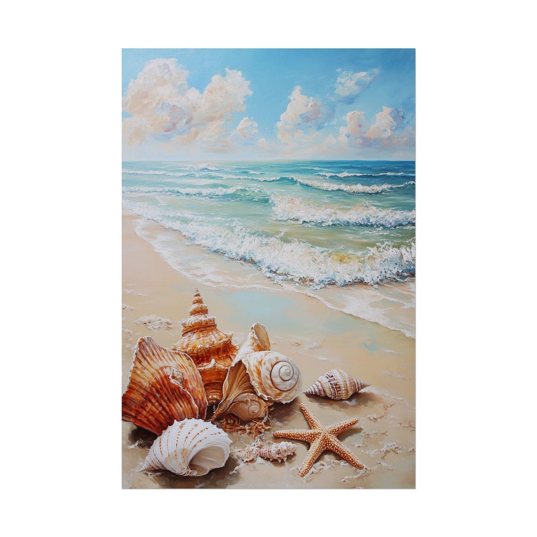 Rolled Posters, Seashell Beach Wall Art, Coastal Decor Print, Ocean ...