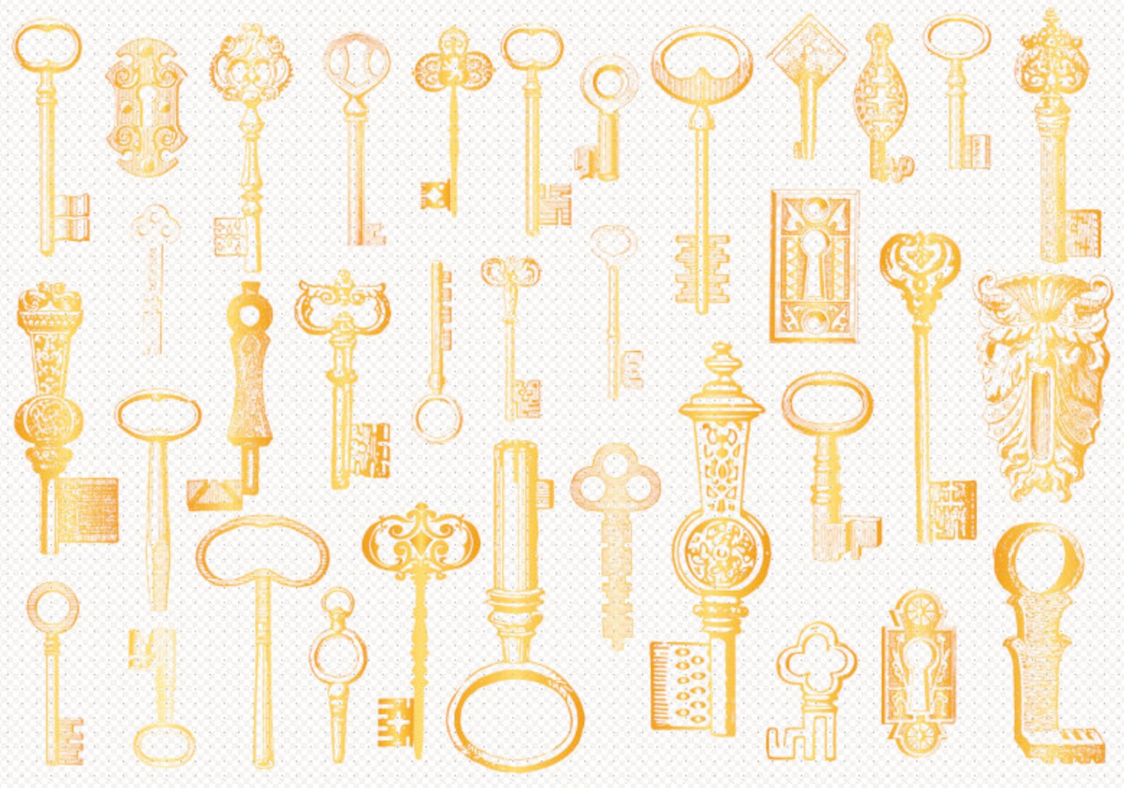 Various Golden Keys Gold Keys Keyholes Keys Clipart Printable - Etsy