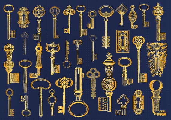 Various Golden Keys Gold Keys Keyholes Keys Clipart Printable - Etsy