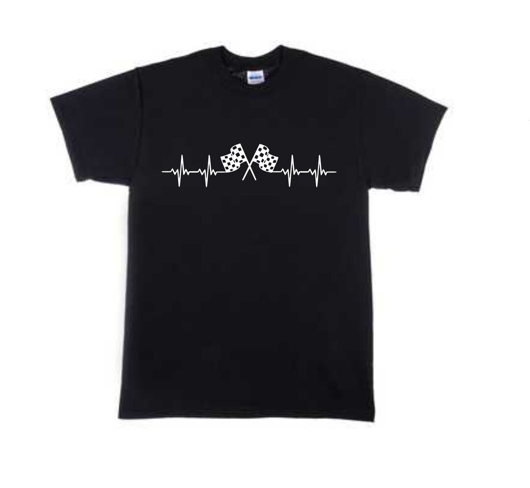 Race Flags Ekg Heartbeat Line - T Shirt by Ninetyninedesigns - Etsy