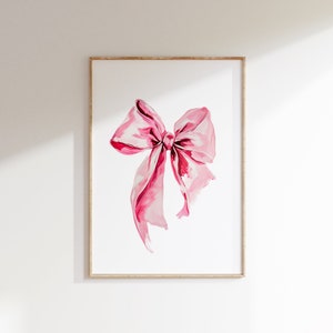 Pink Bow Print, Room Decor, Aesthetic Teen Girls, Balletcore Wall Art ...
