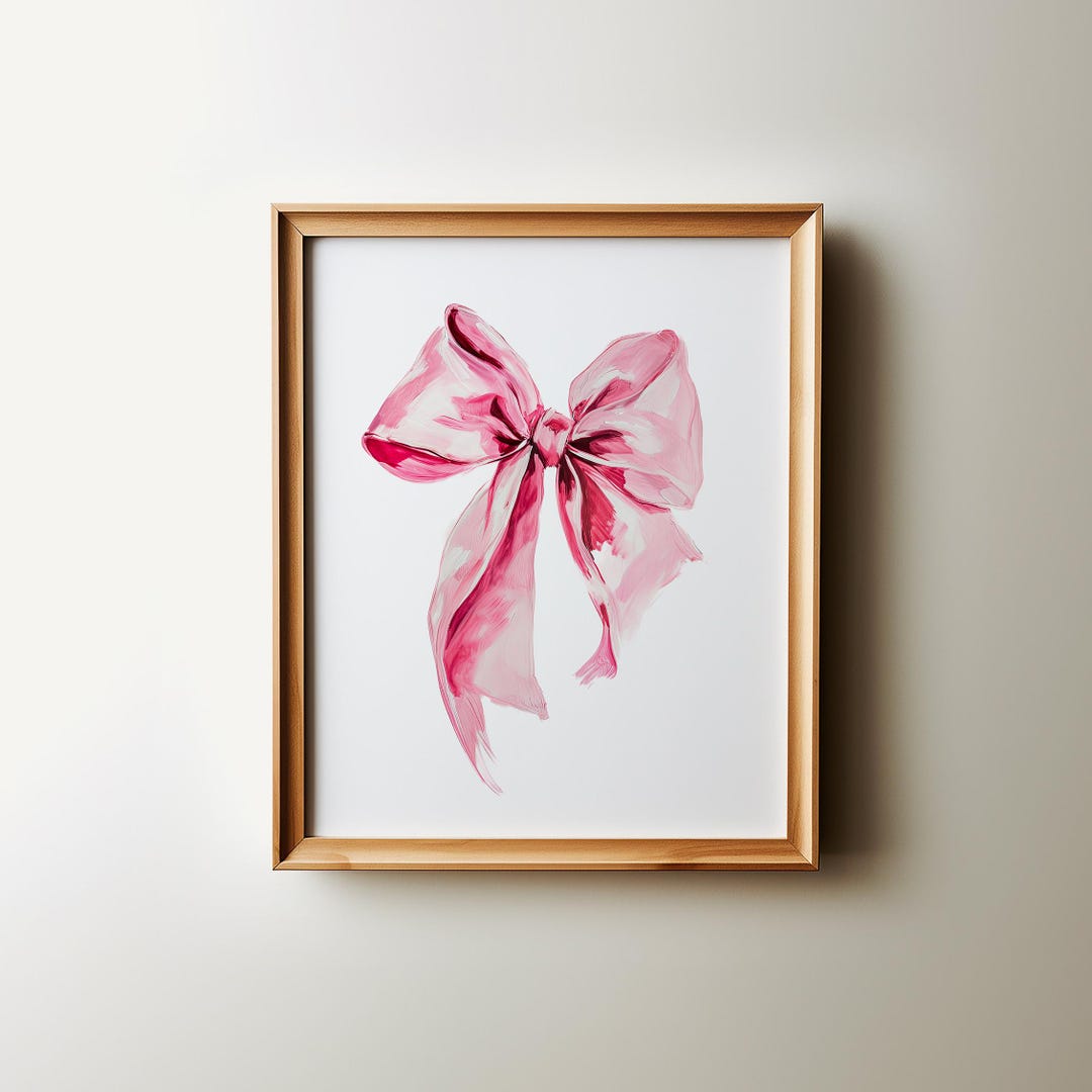 Pink Bow Print, Room Decor, Aesthetic Teen Girls, Balletcore Wall Art ...