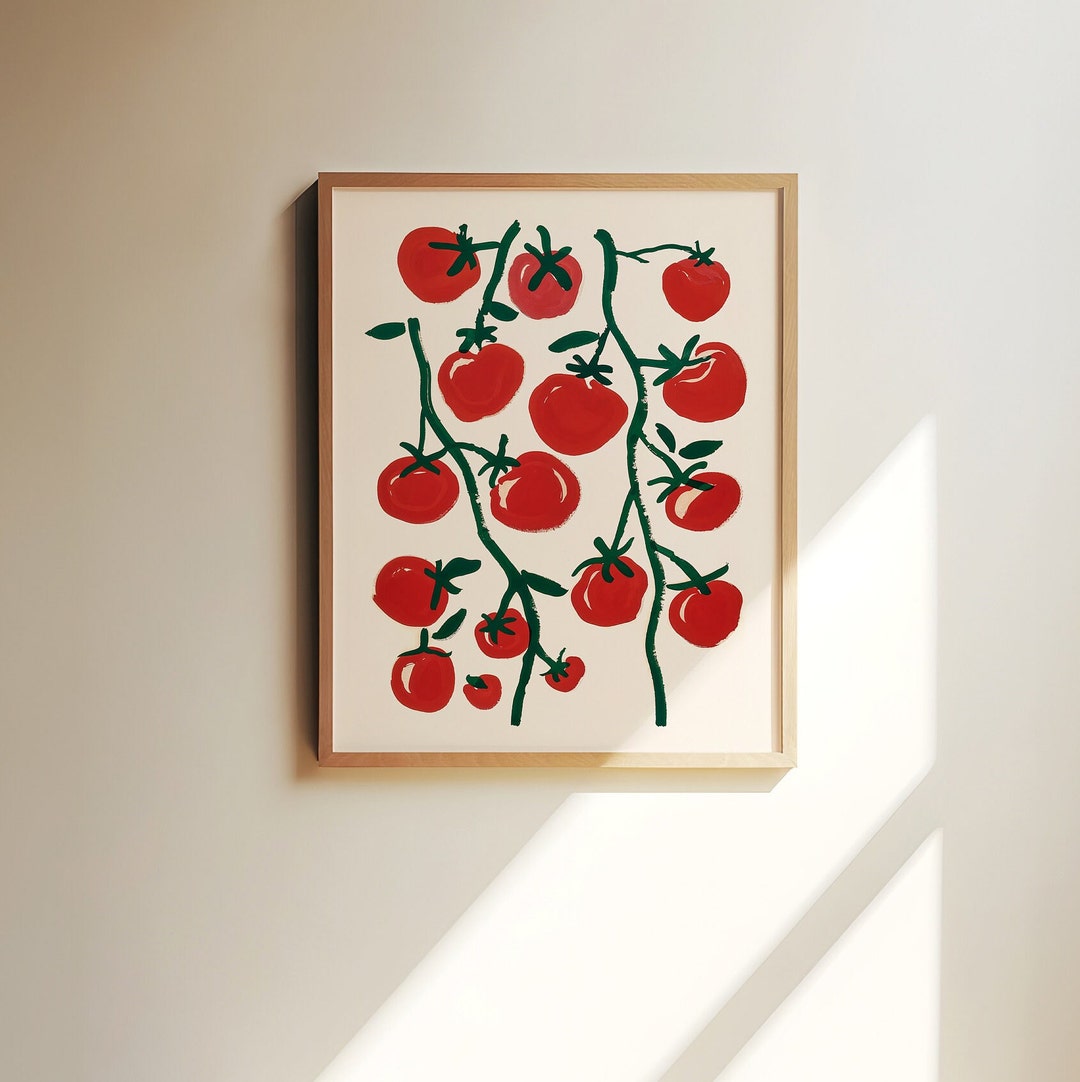 Tomatoes Wall Art, Vibrant Colourful Abstract Kitchen Food Poster ...