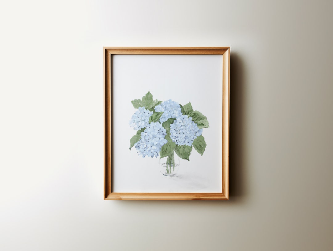 Blue Hydrangea PRINTABLE ART, Soft Blue Floral Nursery Print, Coastal ...