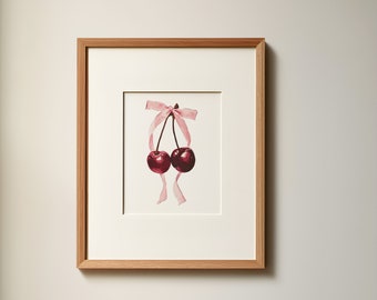 PHYSICAL PRINT Pink and Red Bow Coquette Ribbon Coastal Cowgirl Decor ...