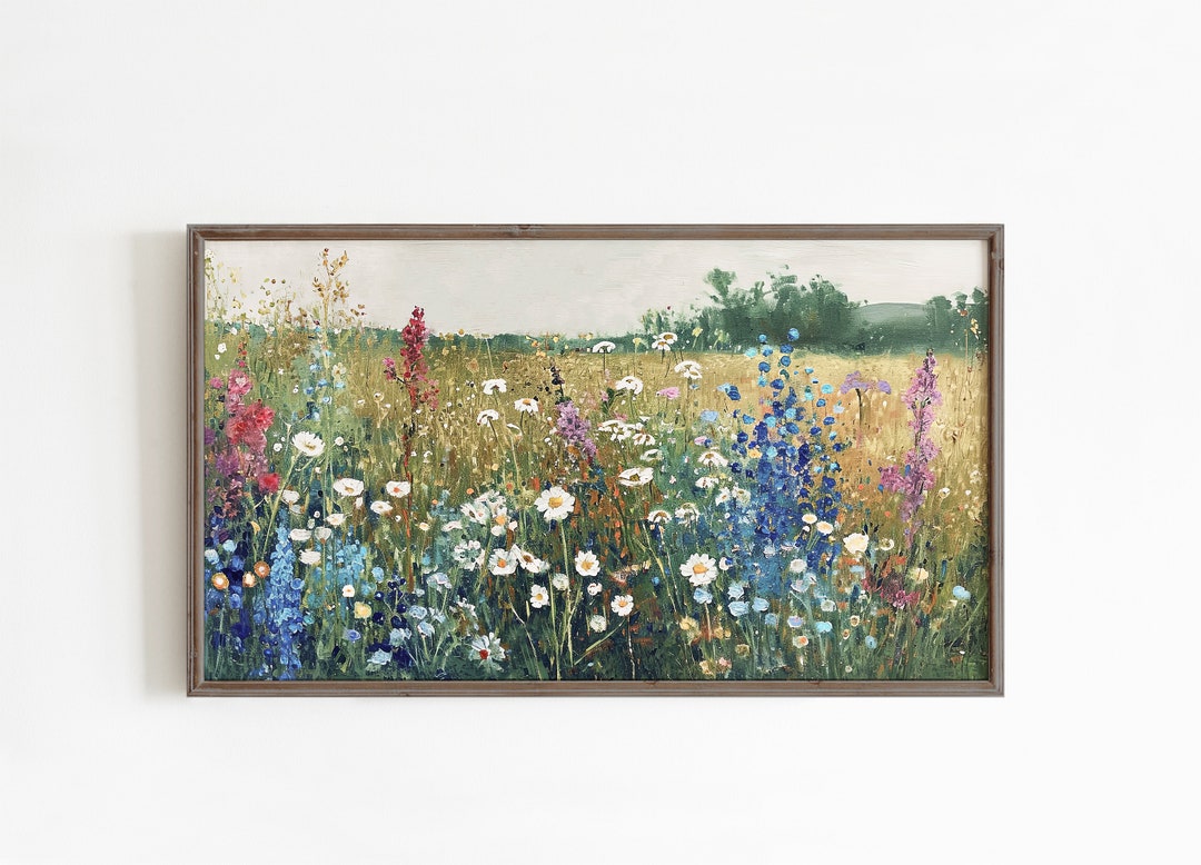 Spring Frame Tv Art, Moody Wildflowers Landscape, Art for Tv Floral - Etsy