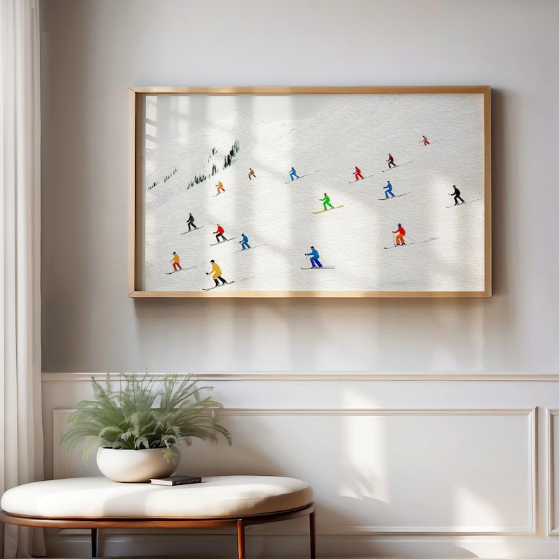 Frame Tv Art Winter Skiing, Skiers Screensaver - Etsy UK