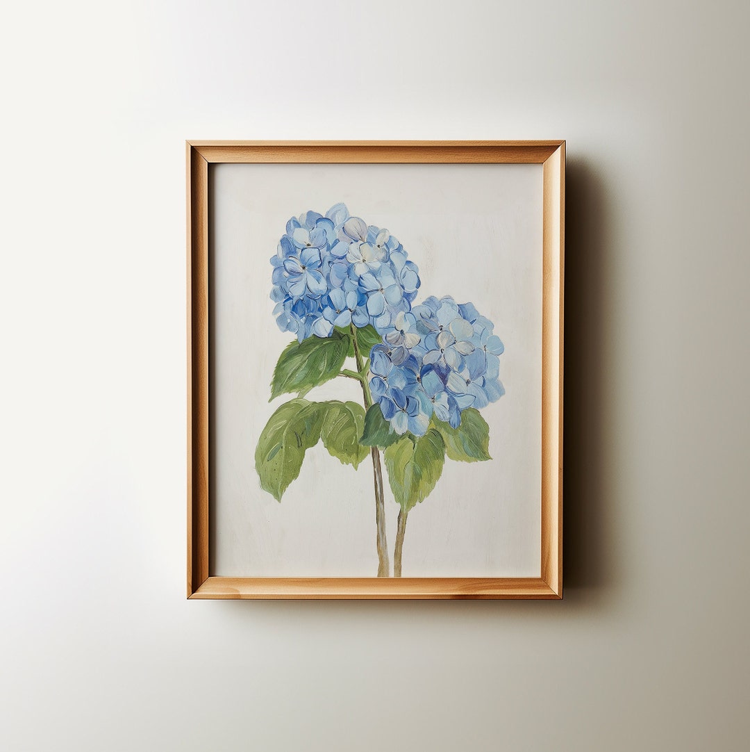 Blue Hydrangea PRINTABLE ART, Botanical Blue Floral Nursery Print ...
