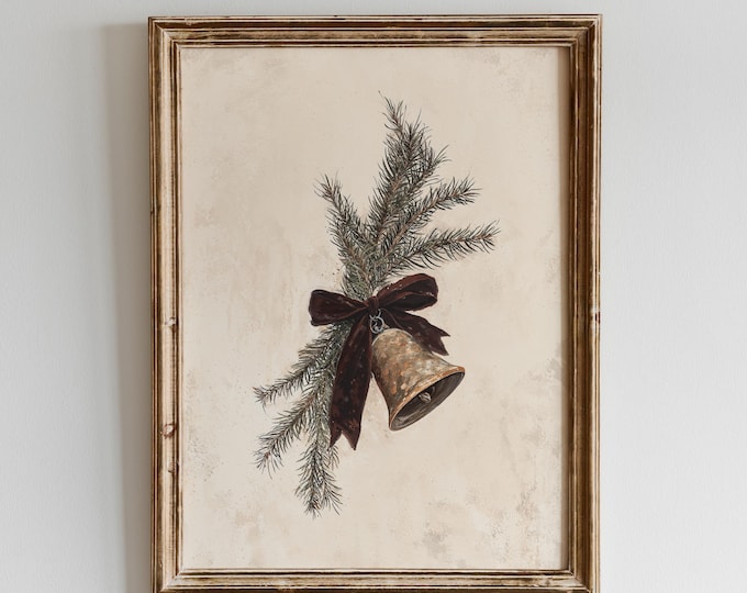 Vintage Christmas Bells, Dark Festive Print, Moody Holiday Wall Art ...