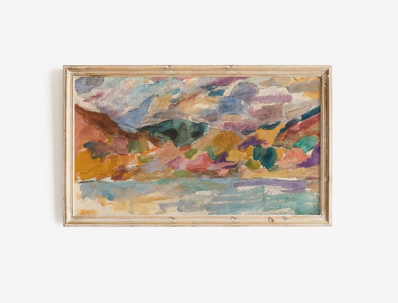 Abstract Landscape Frame TV Art, Colorful Mountain Lake Samsung Frame ...