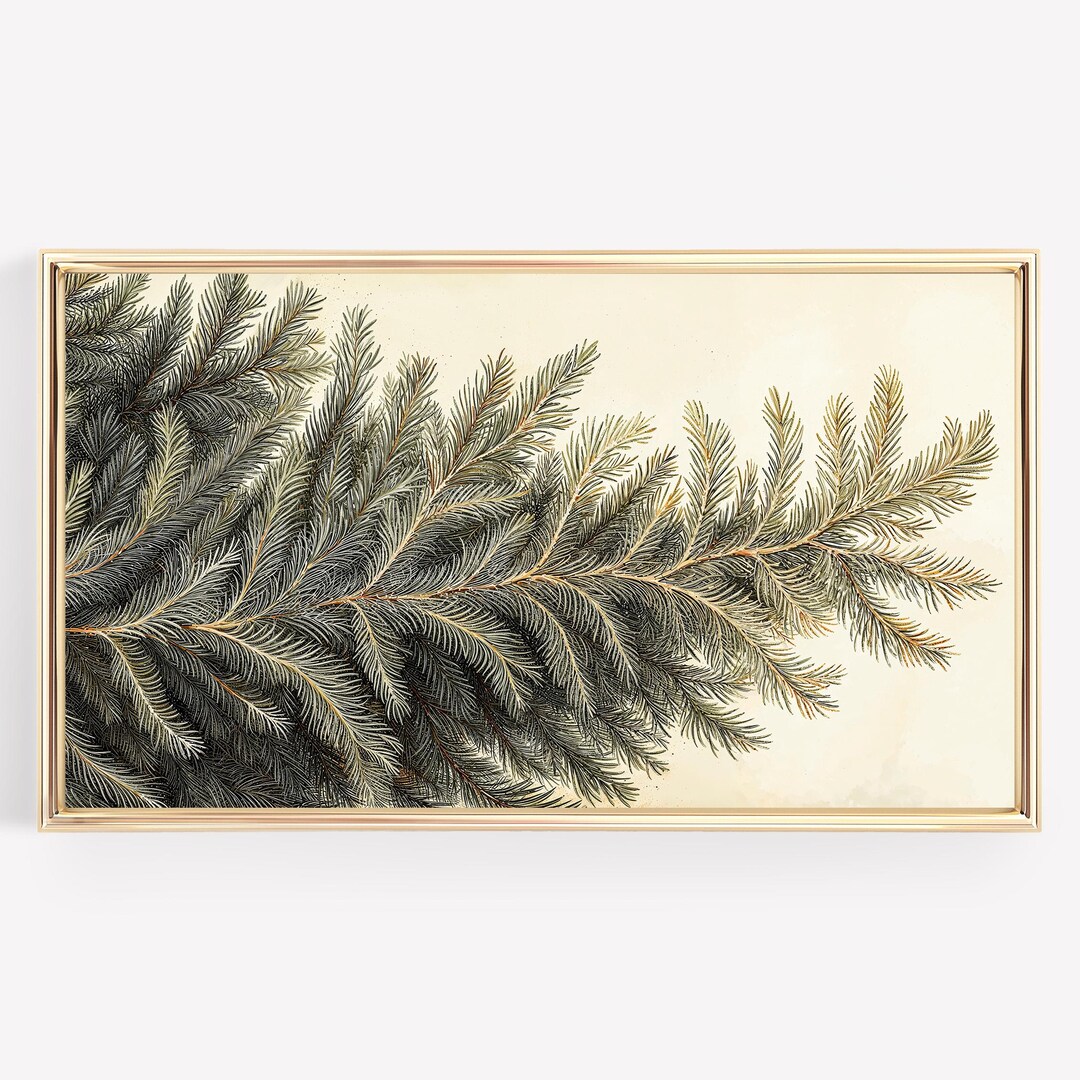 Frame Tv Art Pine Branch, Neutral Vintage Evergreen Screensaver ...