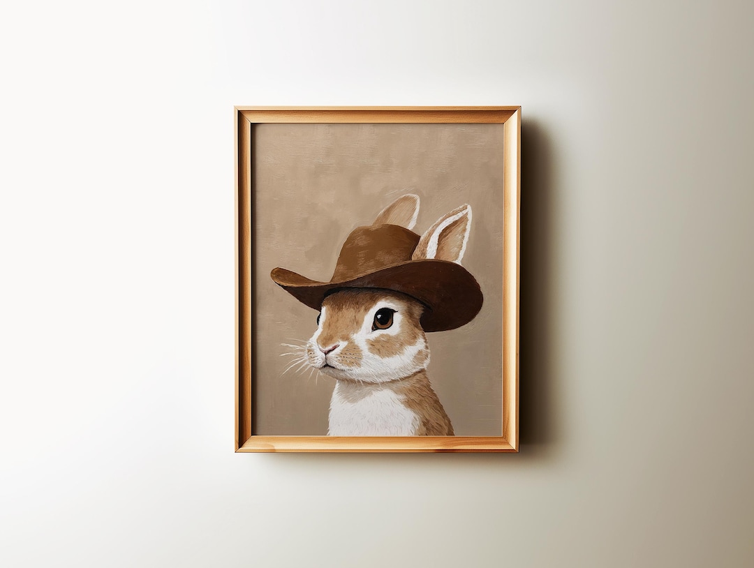 Cowboy Rabbit Print: Western Nursery Animal Art , Digital Download - Etsy