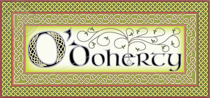 Art Print of Irish Surname O’doherty, Wall Decor Featuring Intricately ...
