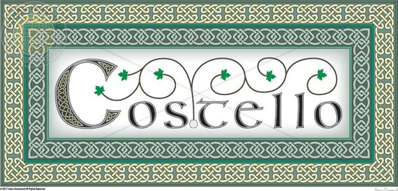 Art Print of Irish Surname Costello Wall Decor Intricately | Etsy