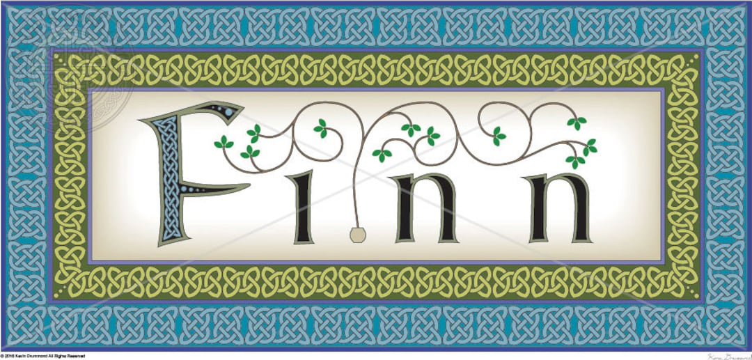 Art Print of Irish Surname Finn, Wall Decor Featuring Intricately ...