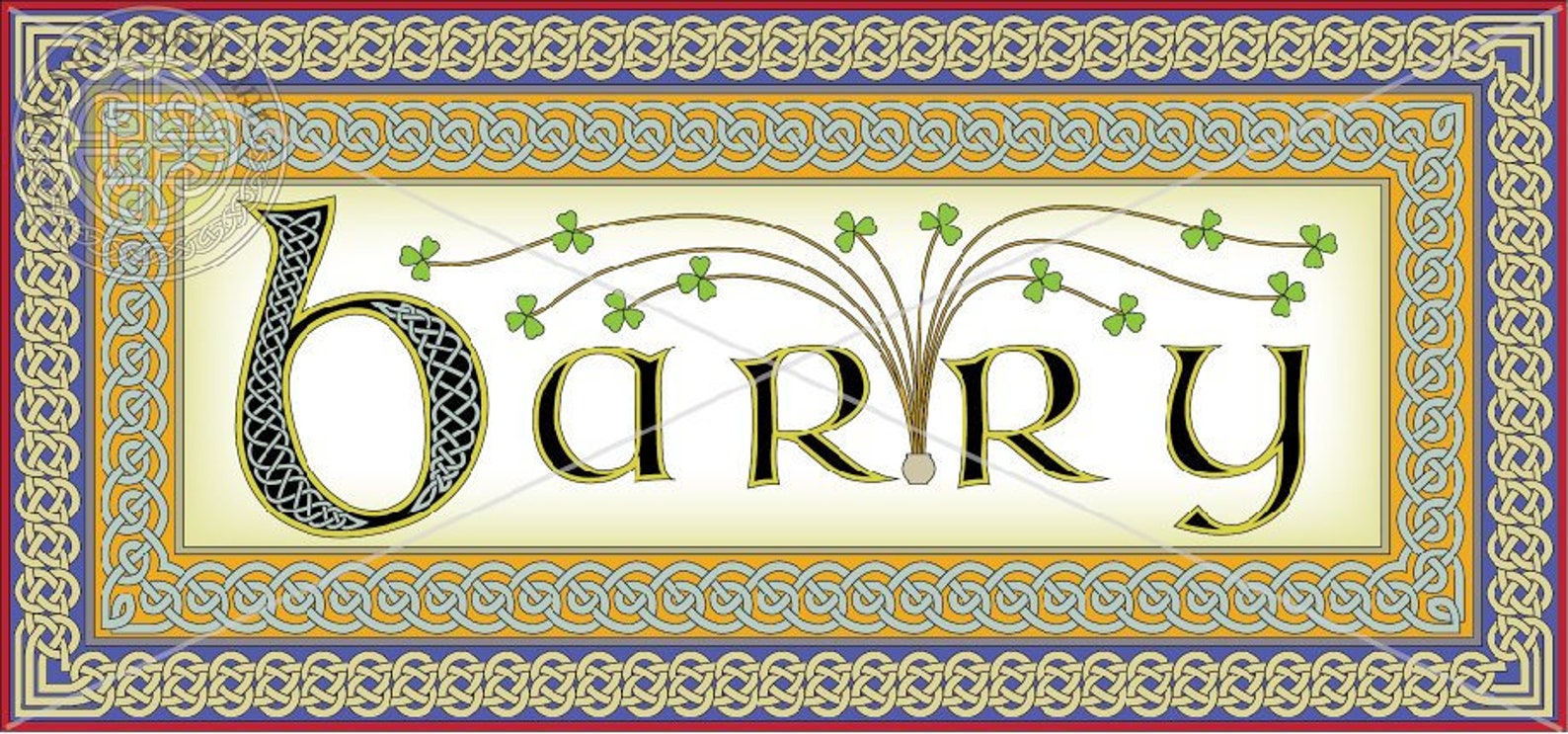 Art Print of Irish Surname Barry Wall Decor Features - Etsy