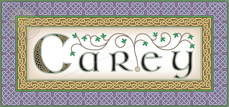 Art Print of Irish Surname Carey, Wall Decor Featuring Intricately ...
