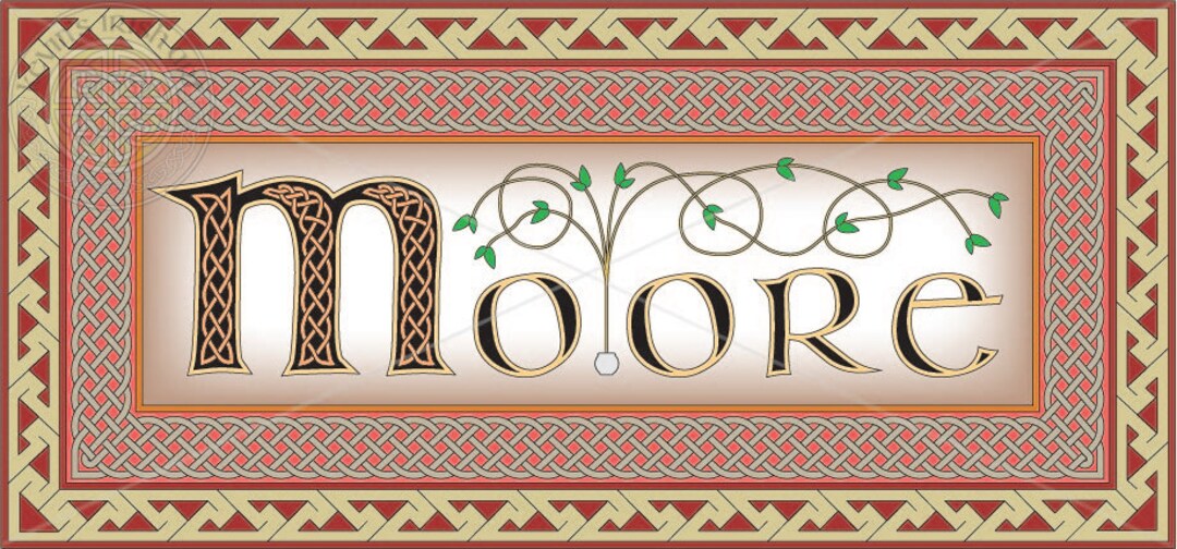 Art Print of Irish Surname Moore, Wall Decor Featuring Intricately ...