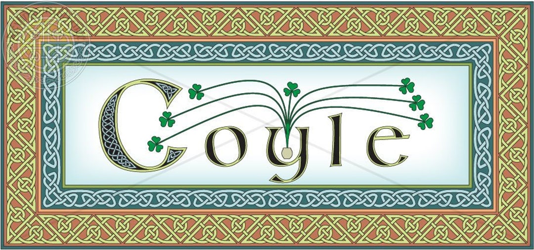 Art Print of Irish Surname Coyle, Wall Decor Features Intricately ...