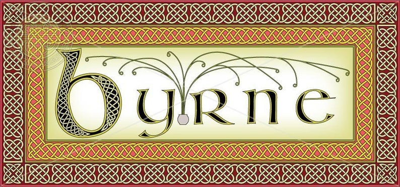 Art Print of Irish Surname Byrne, Wall Decor Features Intricately ...