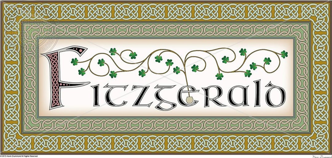 Art Print of Irish Surname Fitzgerald, Wall Decor Featuring Intricately ...