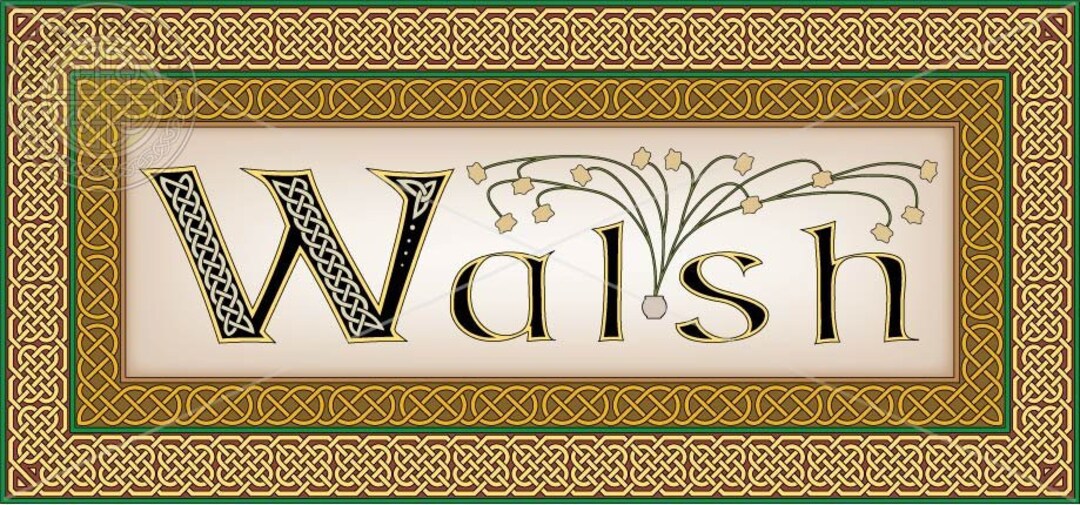 Art print of Irish surname Walsh, wall decor featuring intricately ...