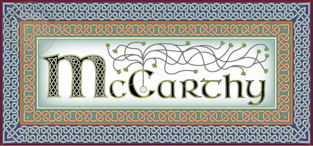 Art Print of Irish Surname Mccarthy, Wall Decor Featuring Intricately ...