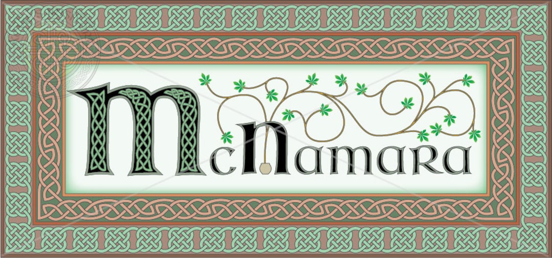 Art Print of Irish Surname Mcnamara, Wall Decor Featuring Intricately ...
