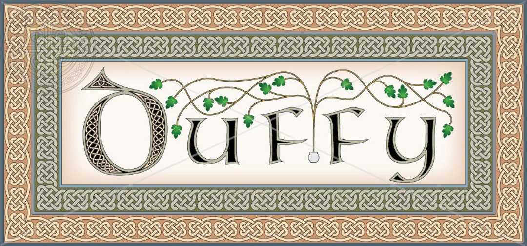 Art Print of Irish Surname Duffy, Wall Decor Featuring Intricately ...