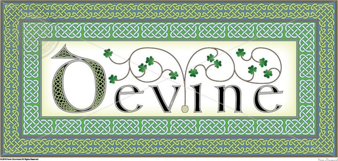 Impresión artística del apellido irlandés Devine decoración - Etsy España