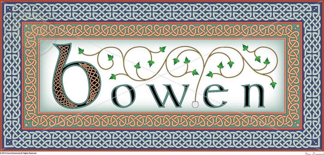 Art Print of Irish Surname Bowen, Wall Decor Featuring Intricately ...
