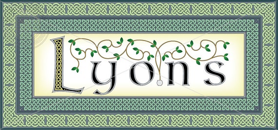 Art Print of Irish Surname Lyons Wall Decor Intricately | Etsy