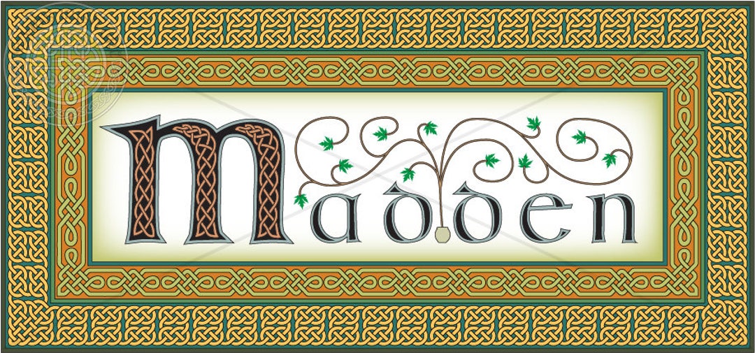 Art Print of Irish Surname Madden, Wall Decor Featuring Intricately ...